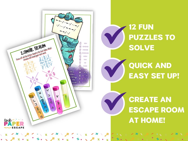 Zombie Escape Room Kids Gane. Printable Puzzle Game. Birthday Party ...