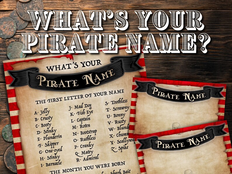 Pirate Name Poster. Pirate Party Game to Print at Home. - Etsy