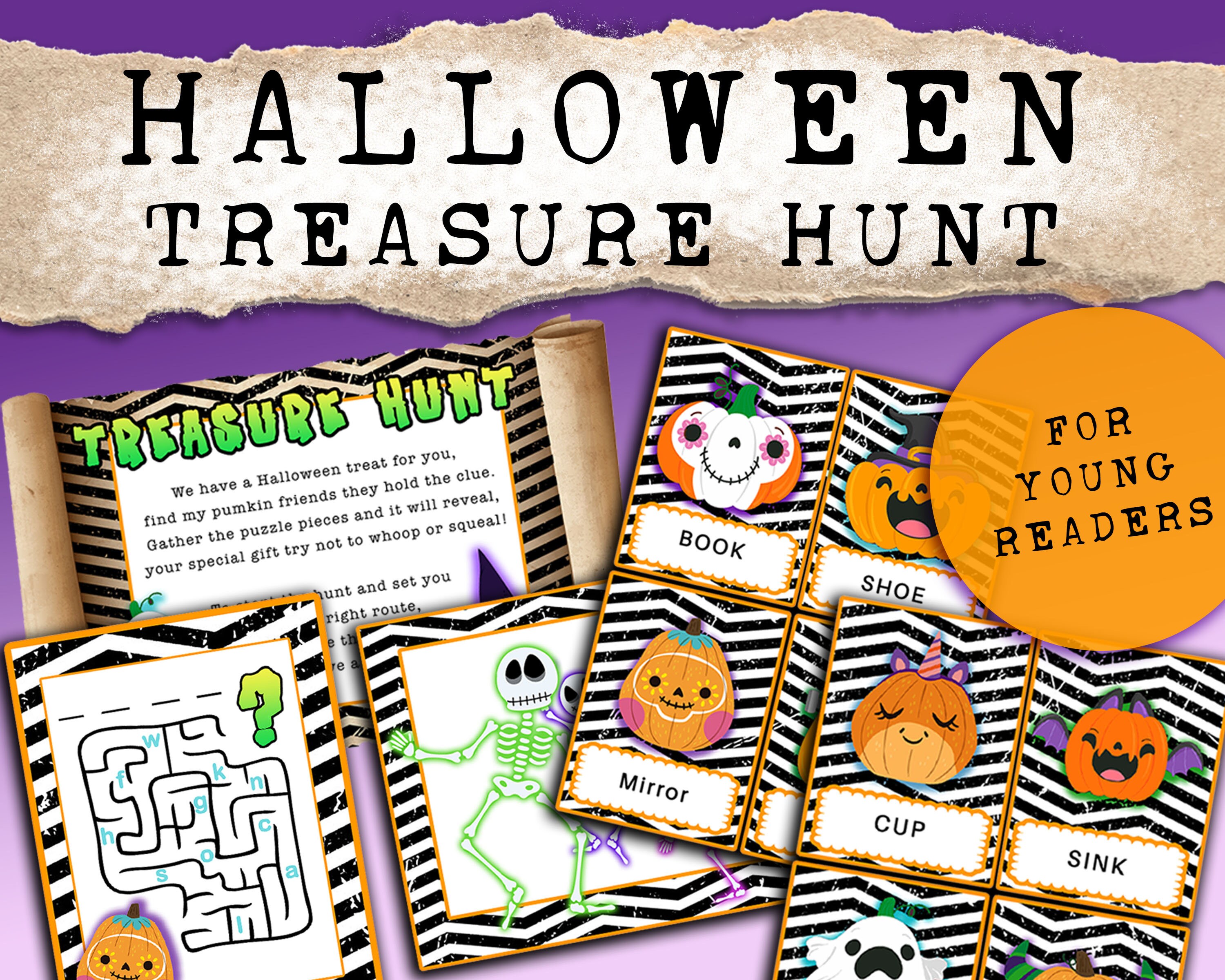 Halloween Treasure Hunt Kit. Easy kids treasure hunt great | Etsy