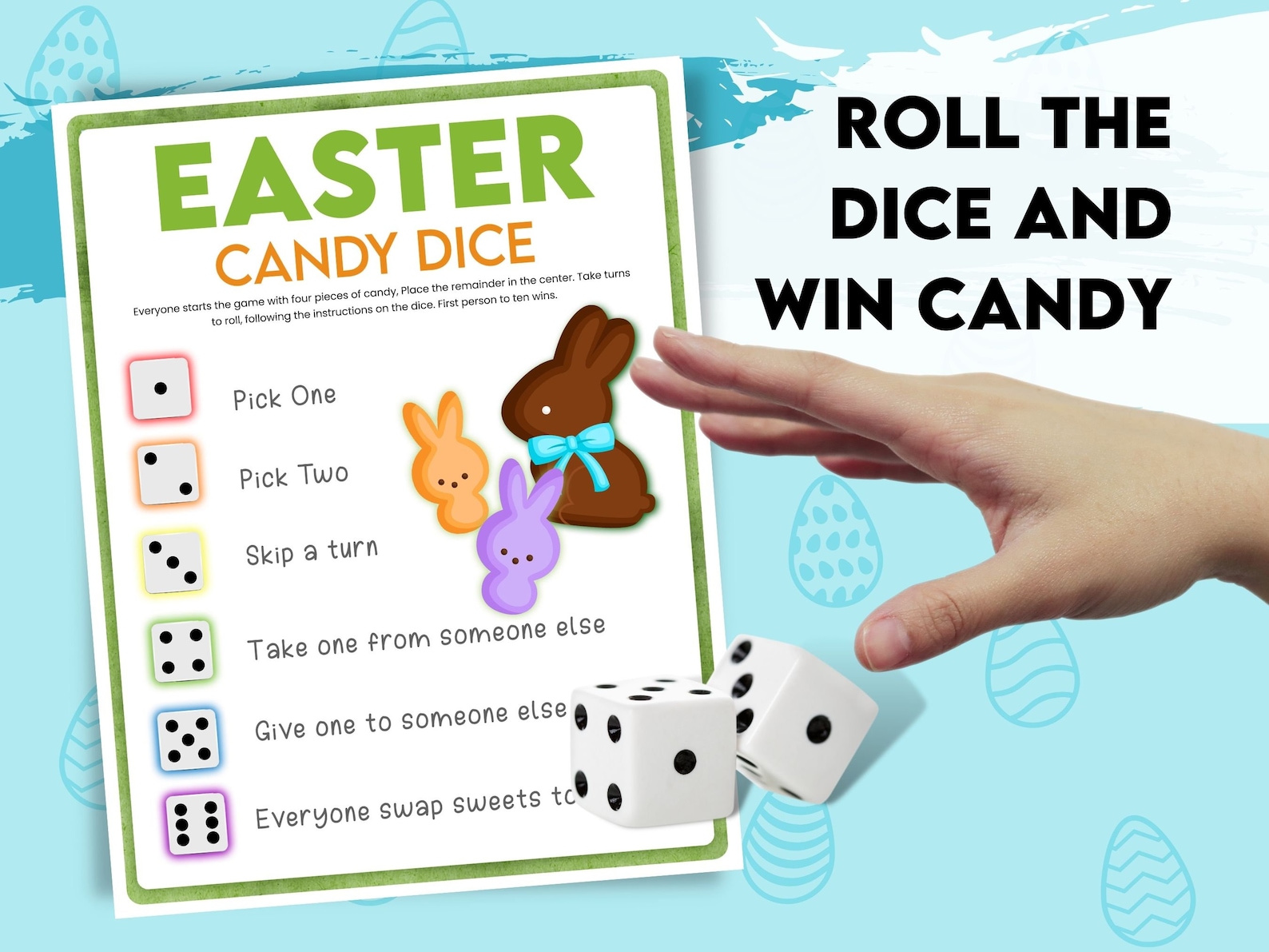 Easter Candy Dice Game: Fun Printable Party Activity (PDF Download) - Etsy