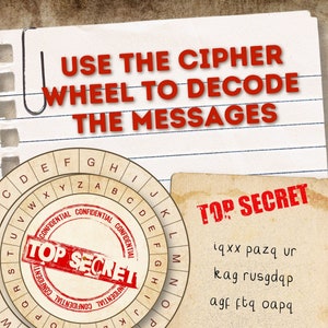 Cipher Wheel Printable, Spy Party Escape Room Prop. Fun Spy Secret Code ...