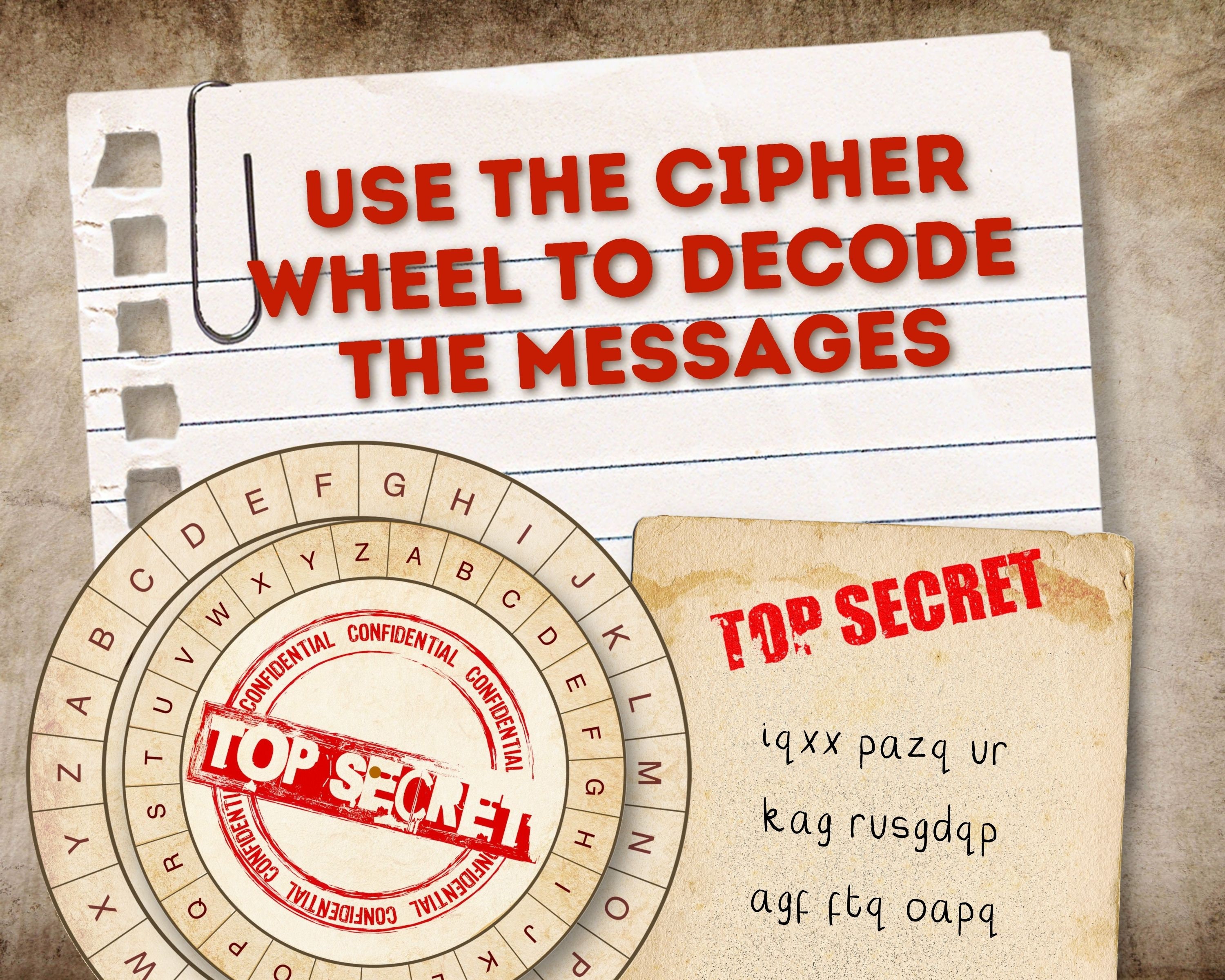 Cipher Wheel Printable Spy Party Escape Room Prop. Fun Spy | Etsy