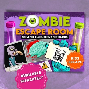 Zombie Escape Room Kids Gane. Printable Puzzle Game. Birthday Party ...