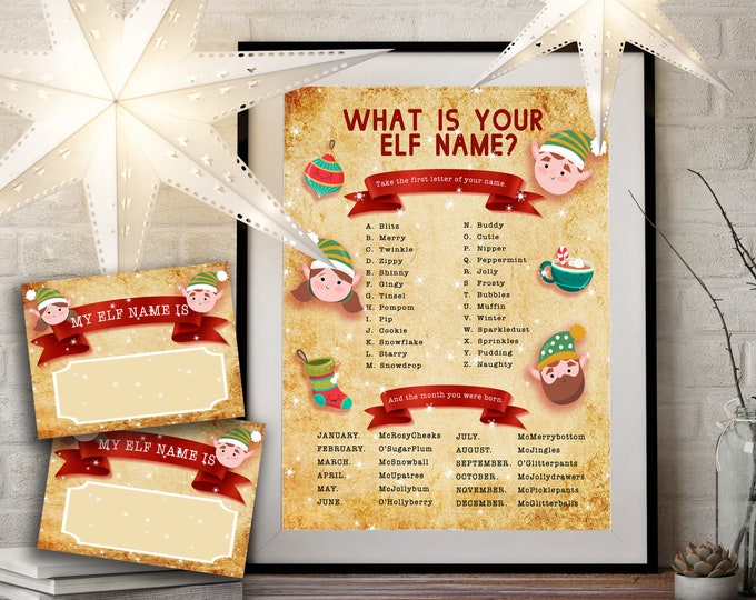 What's Your Elf Name, Name Tags. Printable Download, Christmas Party ...