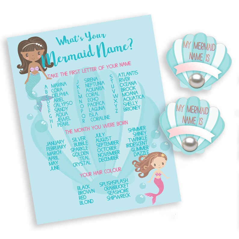 Mermaid name party game. Party decoration printable. Whats | Etsy