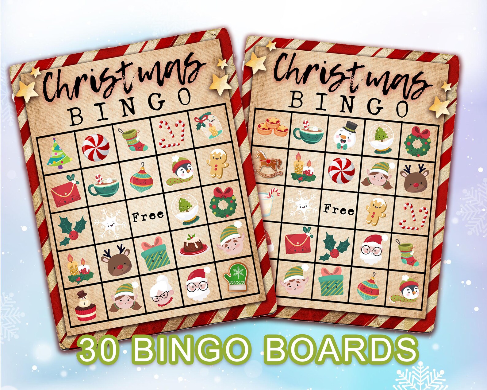 Christmas Bingo. 30 Printable Bingo Cards And - Etsy