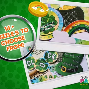St Patrick's Day Kids Escape Room. Printable Party Game, Cipher Puzzles ...