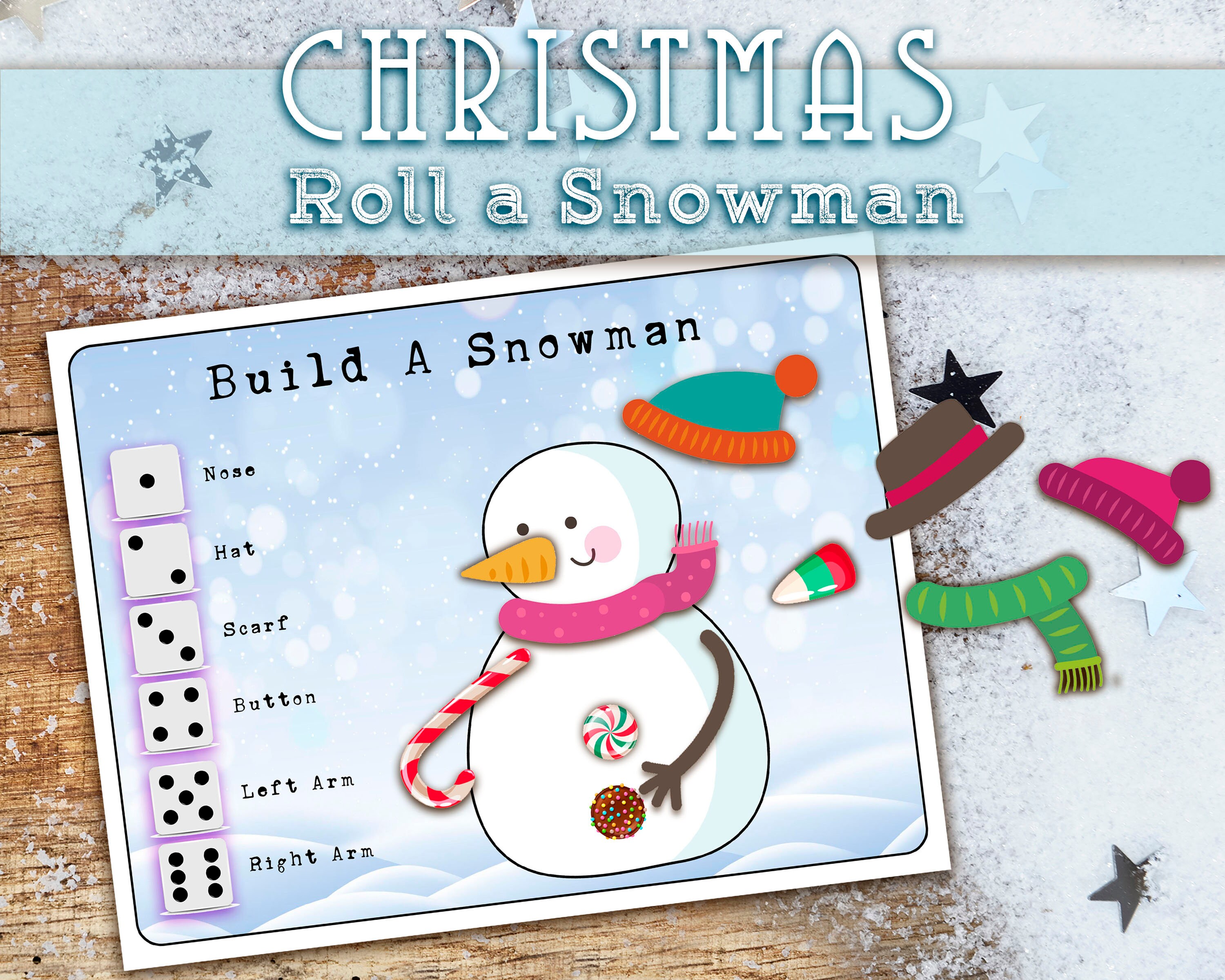 Roll a Snowman Game. Fun Family Christmas Printable. - Etsy