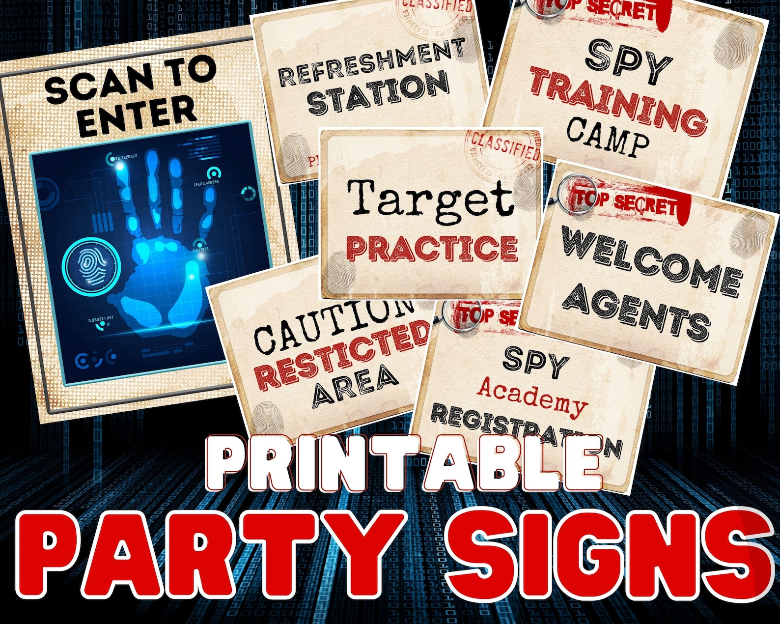 Spy Party Signs. Secret Agent Editable Party Signs. - Etsy UK