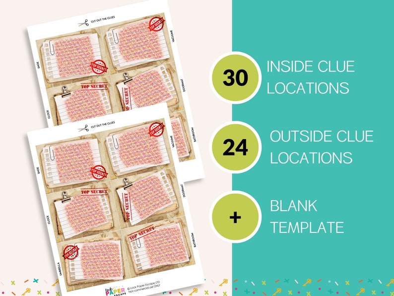 Spy Party Game, Treasure Hunt. 54 Scavenger Hunt Clues. Inside and ...