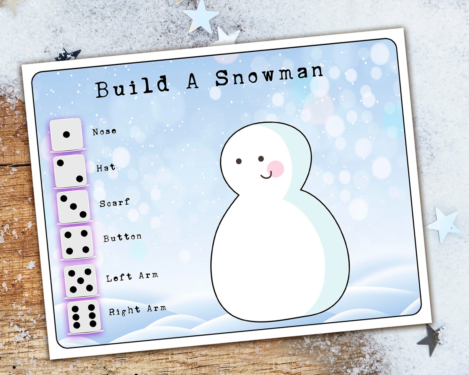 Roll a Snowman Game. Fun Family Christmas Printable. | Etsy