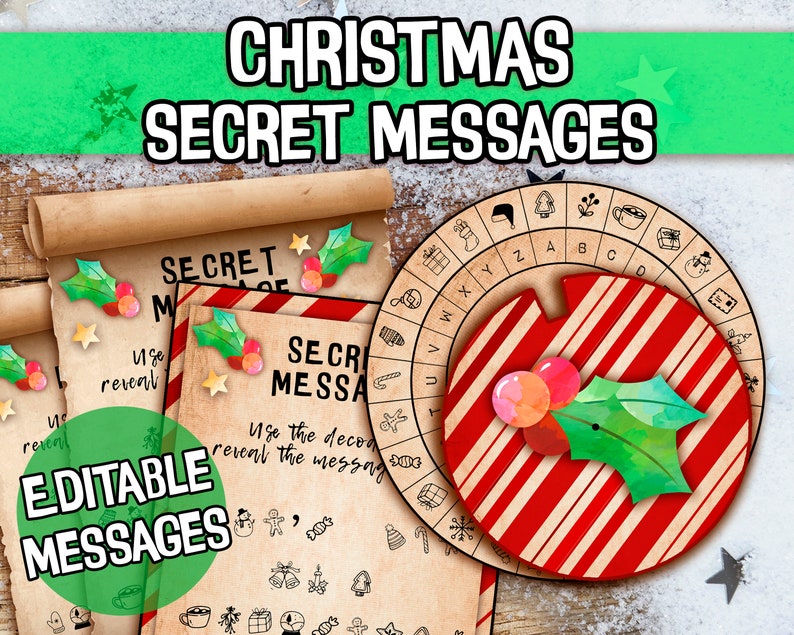 Secret Christmas Message. Cipher Wheel With Editable Message . - Etsy