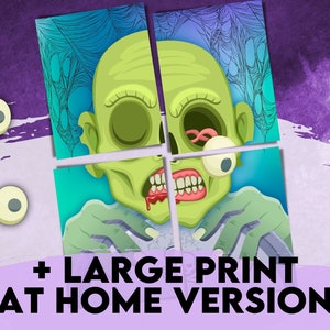 Zombie Party Game. Halloween Kids Party Game. Pin the Eye on the Zombie ...