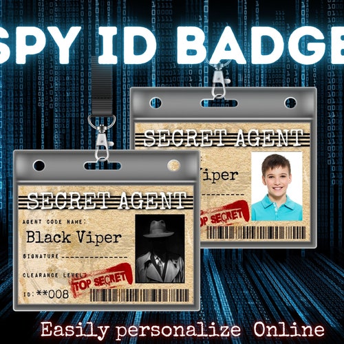 Secret Agent Spy ID Badges Instant Download Spy Party - Etsy