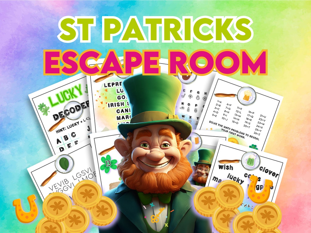 St Patrick's Day Kids Escape Room. Printable Party Escape Room Kit. Fun ...