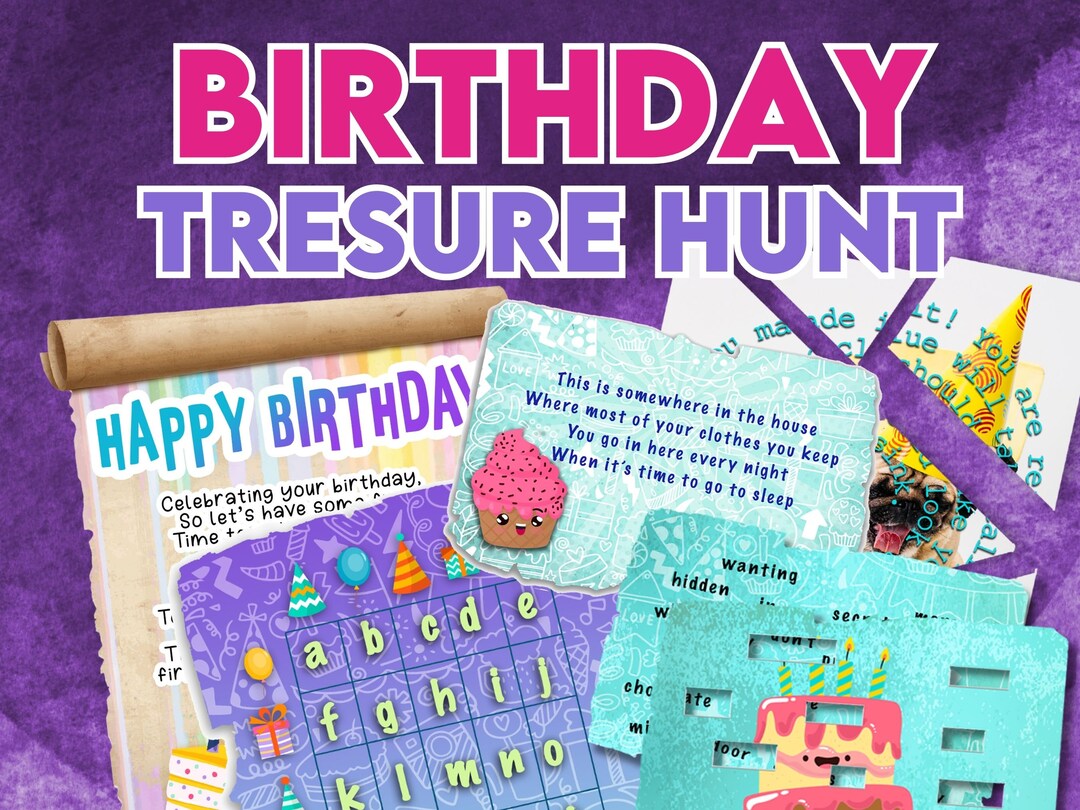 Printable Birthday Treasure Hunt for Kids | Fun Party Game With Rhyming ...