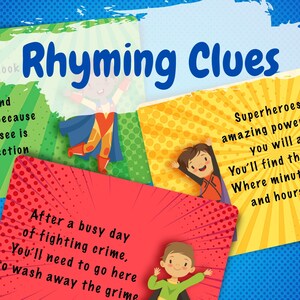 Superhero Treasure Hunt Clues: Kids Escape Room Birthday Party Game ...