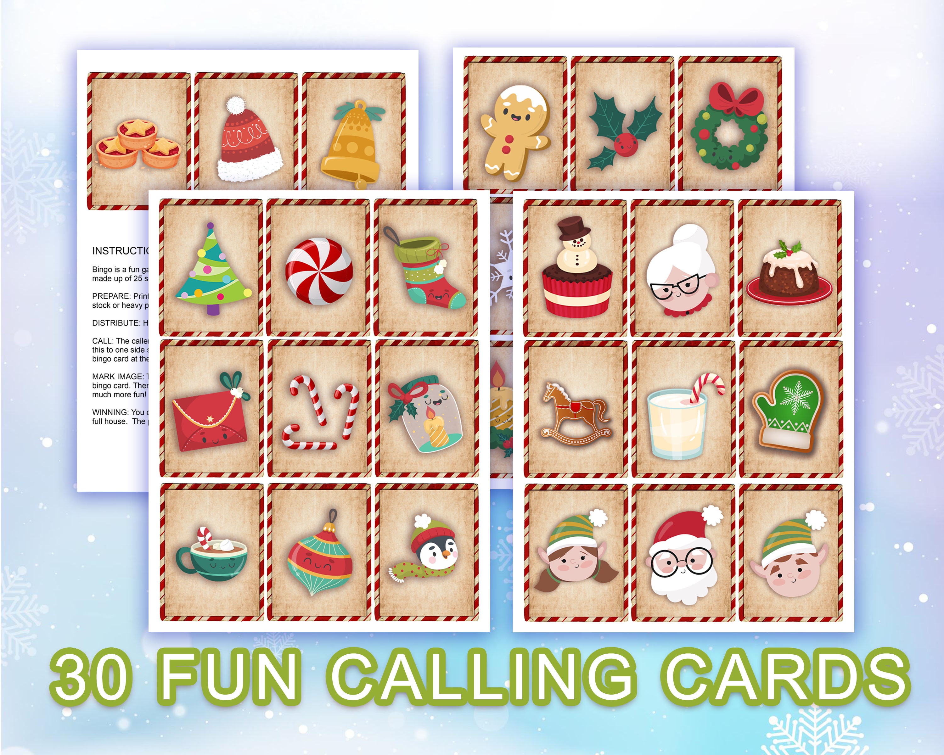 Christmas Bingo. 30 printable bingo cards and | Etsy