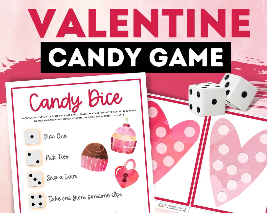 Valentine's Day Candy Dice Game: Printable Party Activity (PDF) - Etsy UK