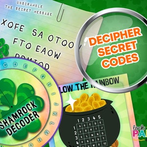 St Patrick's Day Kids Escape Room. Printable Party Game, Cipher Puzzles ...