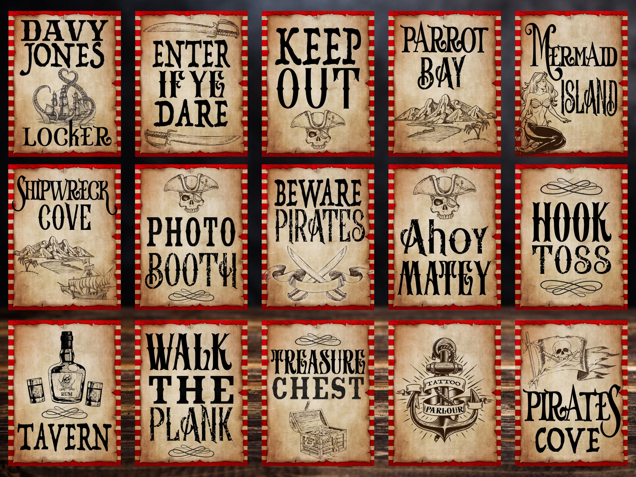 Pirate Decor Pirate Party Signs. Printable Pirate Posters to - Etsy UK