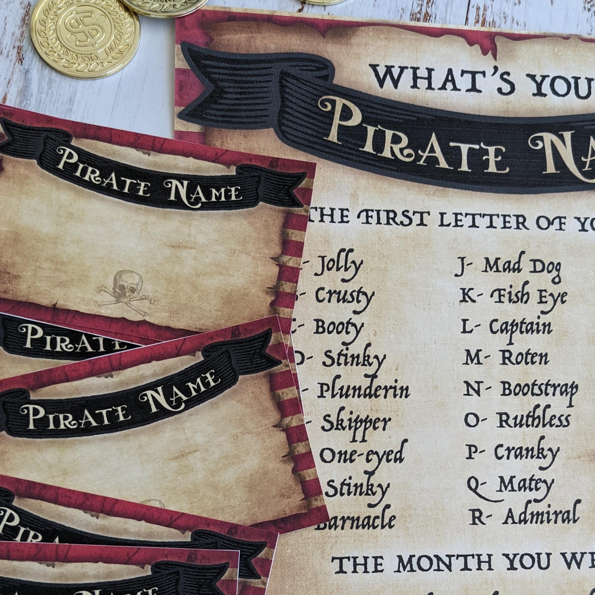 Pirate Name Game: Printable Party Activity (download) - Etsy
