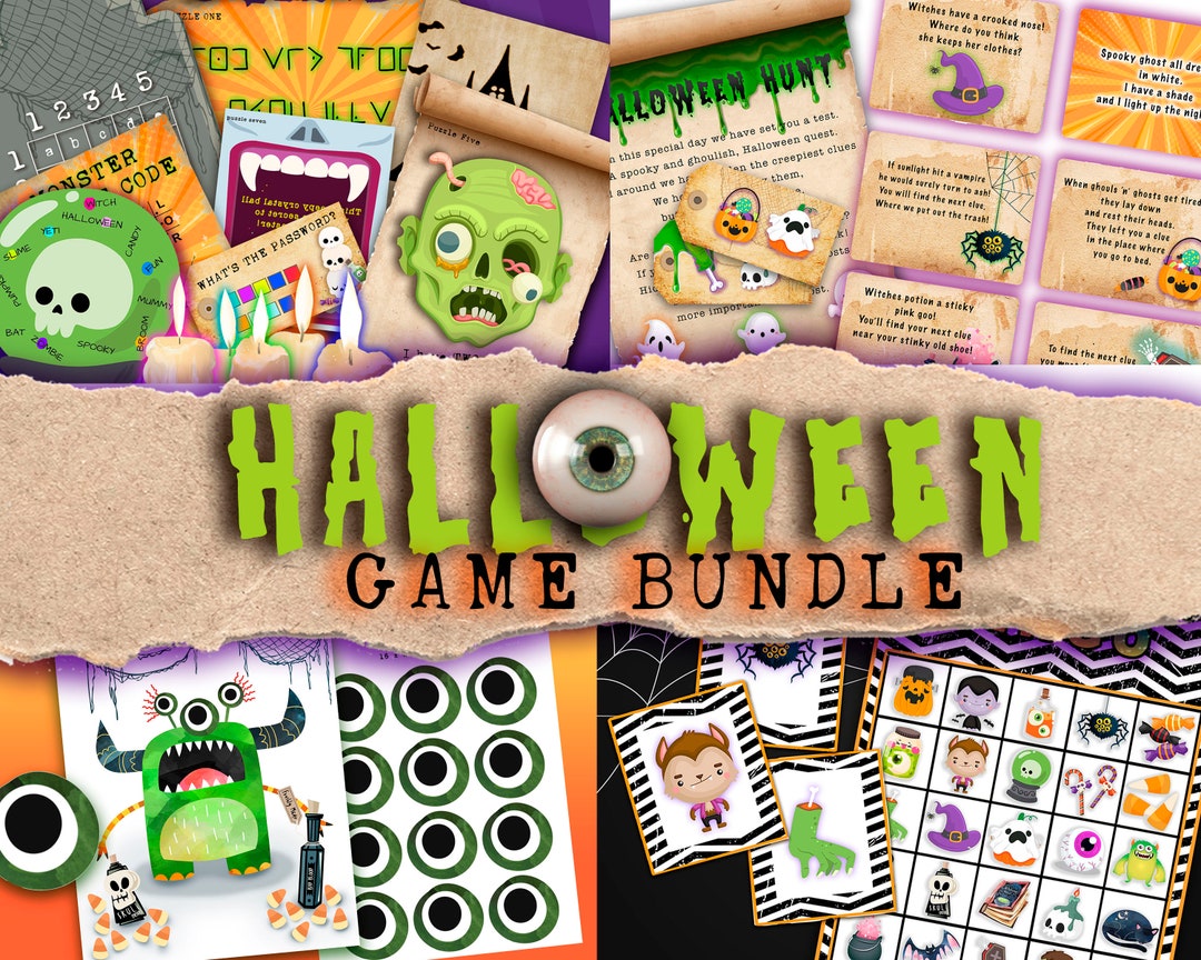 Halloween Game Bundle. Escape Room Game for Kids, Treasure Hunt Bingo ...