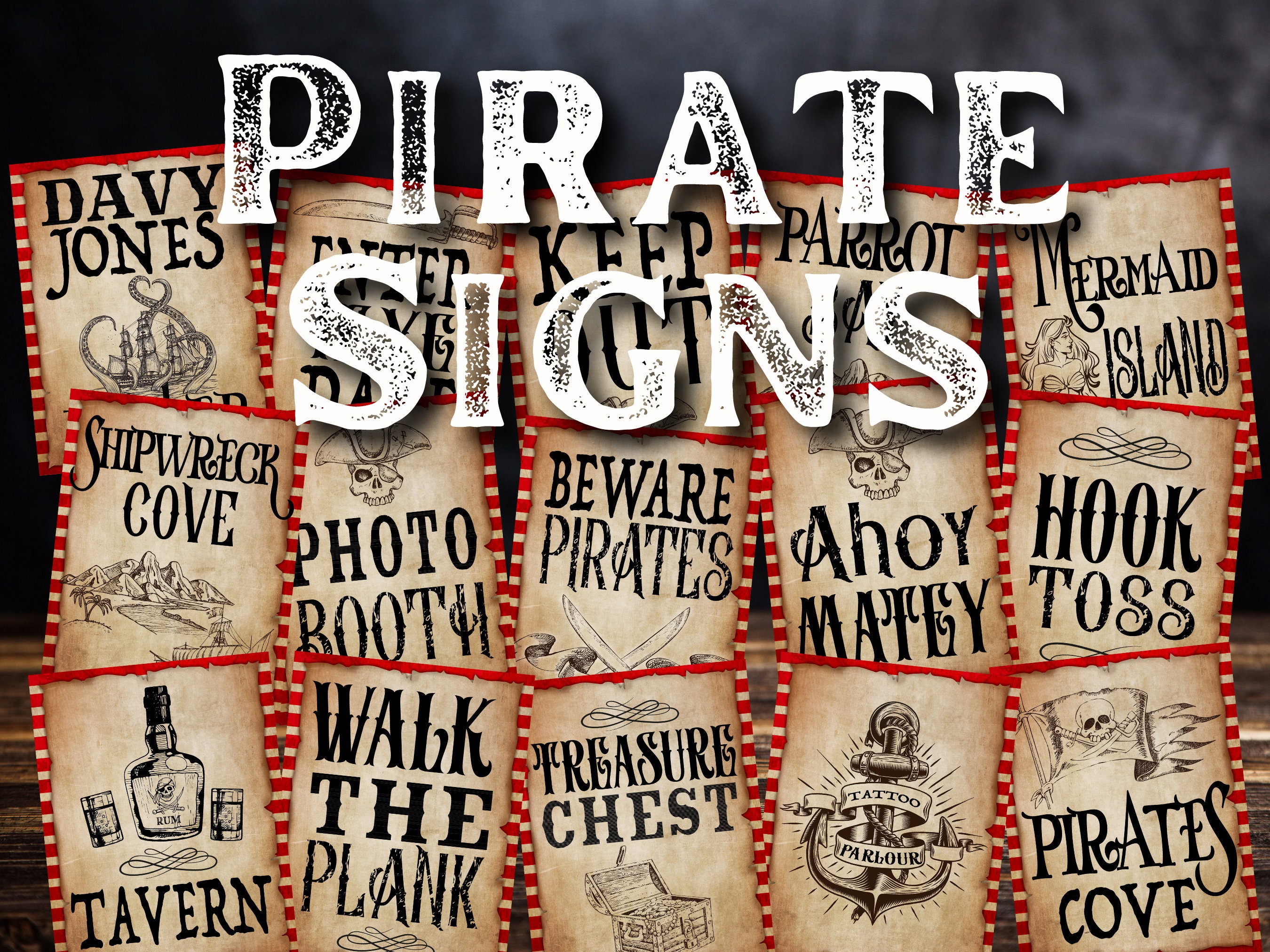 Pirate Decor Pirate Party Signs. Printable Pirate Posters to - Etsy UK