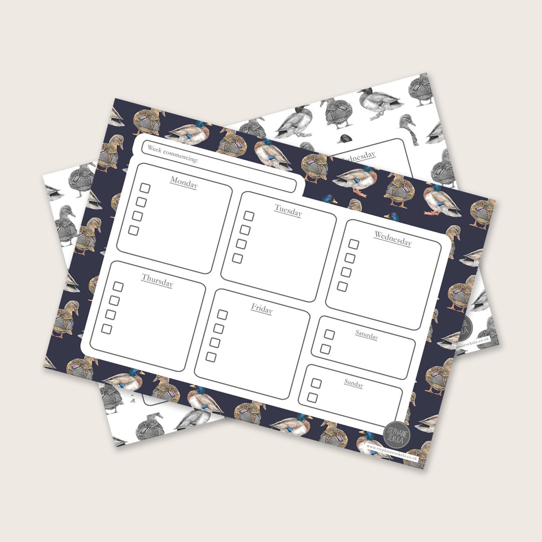PDF Printable Weekly Planner Mallard Ducks Digital Download - Etsy
