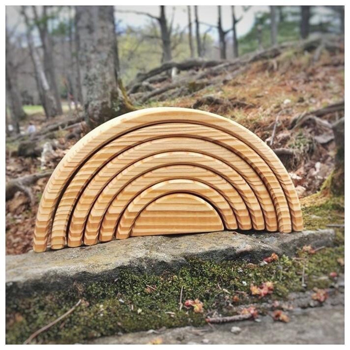 Wooden 7 Pieces Rainbow Stacker Natural Rainbow Waldorf | Etsy