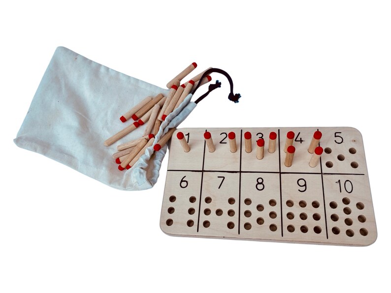 Number Counting Peg Board, Montessori Counting Board, Ten Board ...