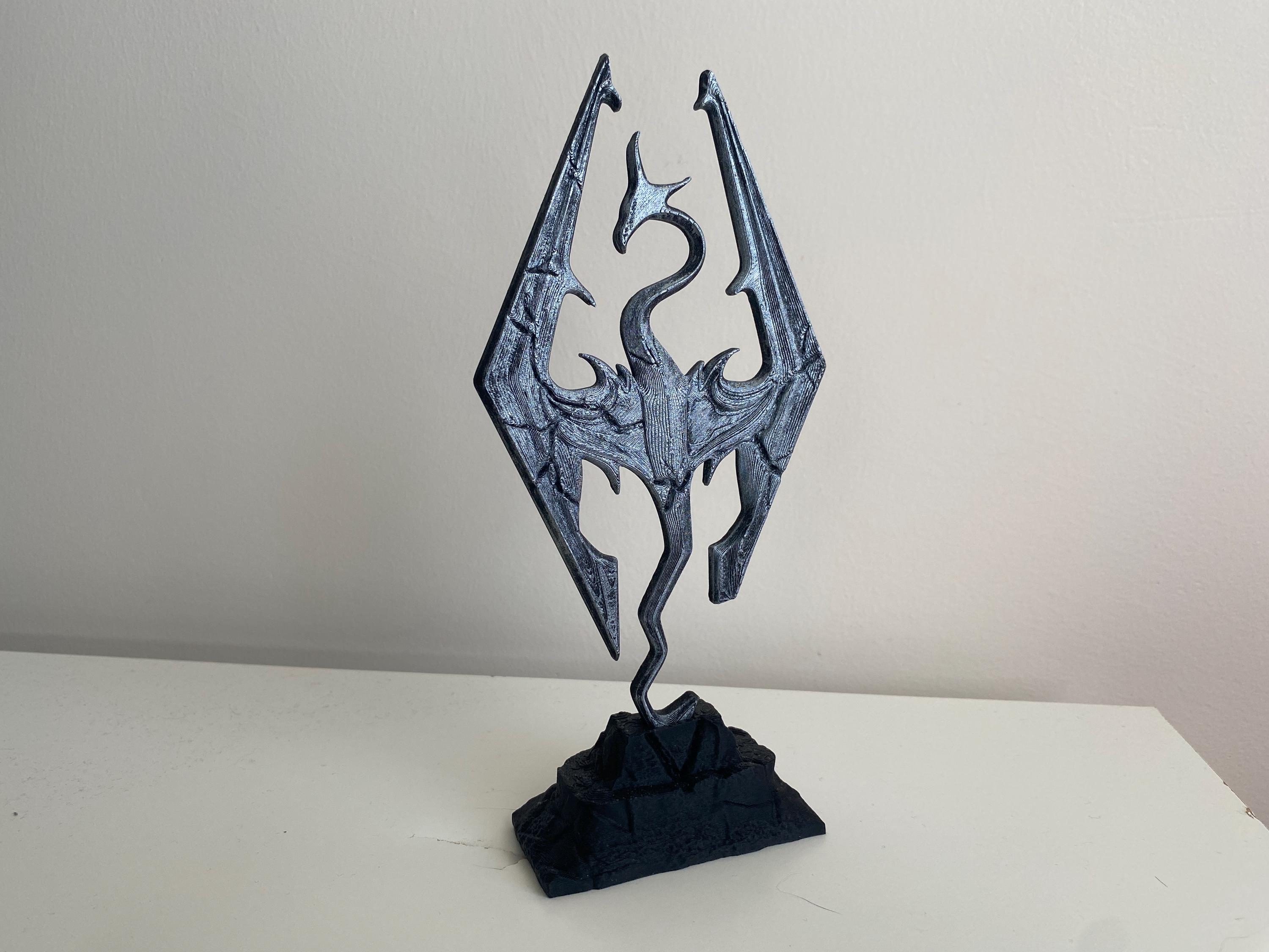 Hand Painted Skyrim Logo Shelf Decor – 3D Printed PLA Dragon Emblem for ...
