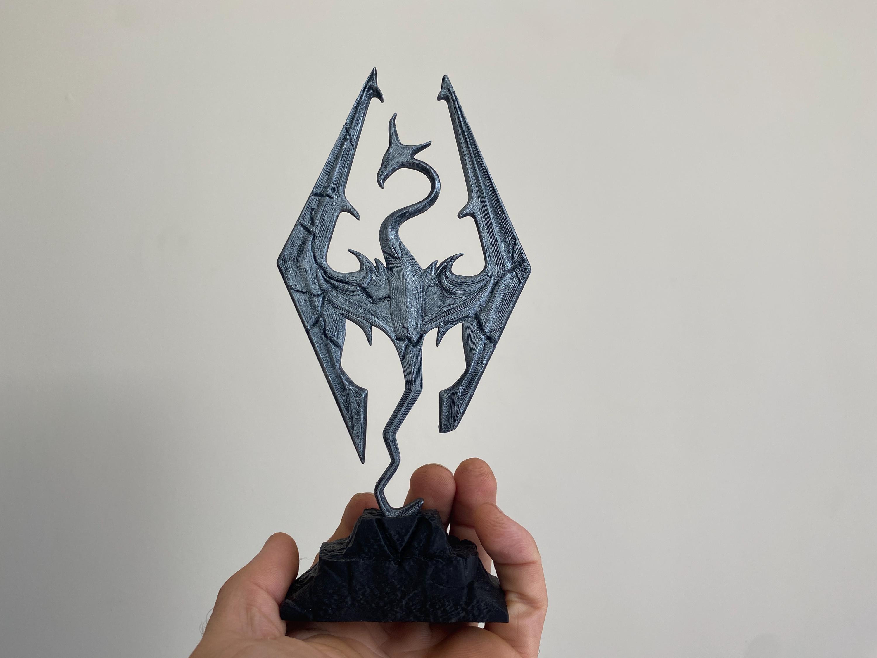Hand Painted Skyrim Logo Shelf Decor – 3D Printed PLA Dragon Emblem for ...