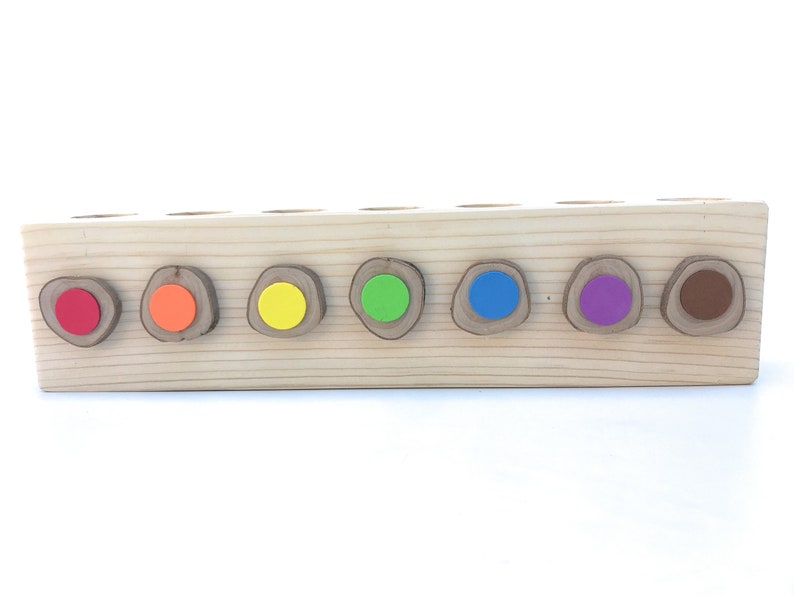 Montessori wood pencil holder color sorting practical life | Etsy