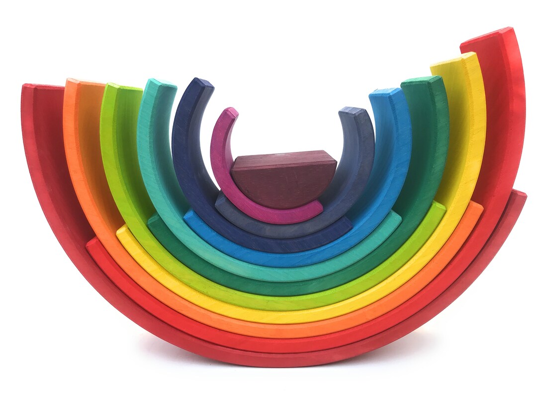 Rainbow Stacker Large Wooden Rainbow Stackable Rainbow - Etsy