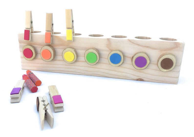 Montessori Wood Pencil Holder Color Sorting Practical Life - Etsy