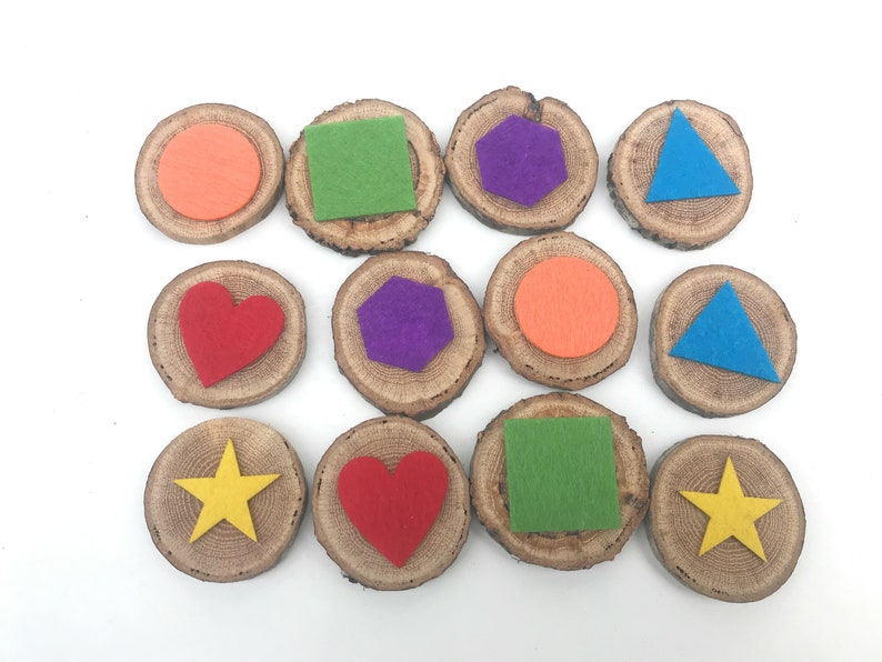 Wooden Geometric Shapes and Colors Memory Game Handmade - Etsy