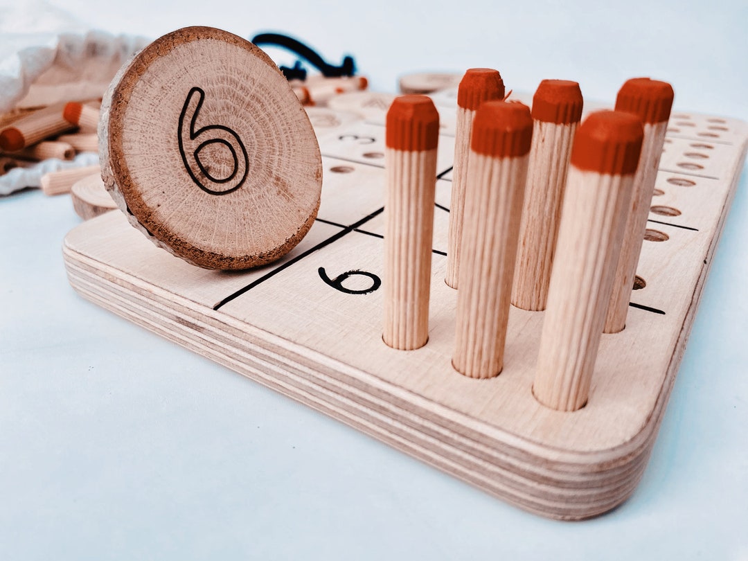 Number Counting Peg Board, Montessori Counting Board, Ten Board ...