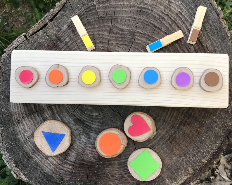 Montessori Wood Pencil Holder Color Sorting Practical Life - Etsy
