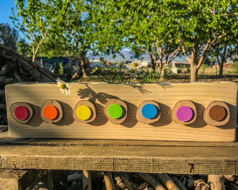 Montessori Wood Pencil Holder Color Sorting Practical Life - Etsy