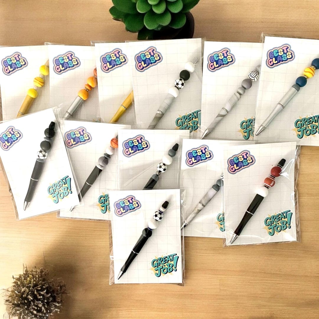 Best Class Gift Set – Beaded Sports Theme Pen & Card, End of Year ...