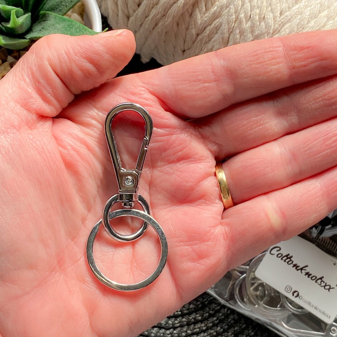 5 PACK // 70mm Swivel Snap Keyring Clasps, Keychain Clasp Silver Solid ...