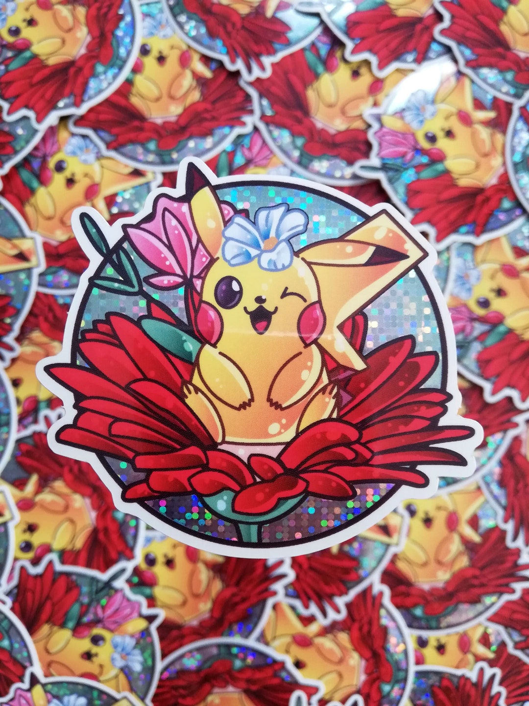 Pokémon Glitter Sticker Pikachu / Sticker Pailleté Pikachu - Etsy