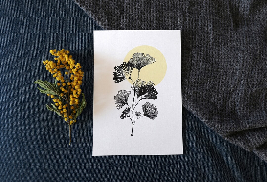 Map/poster "ginkgo" Watercolor - A4, A5, A6 - Etsy