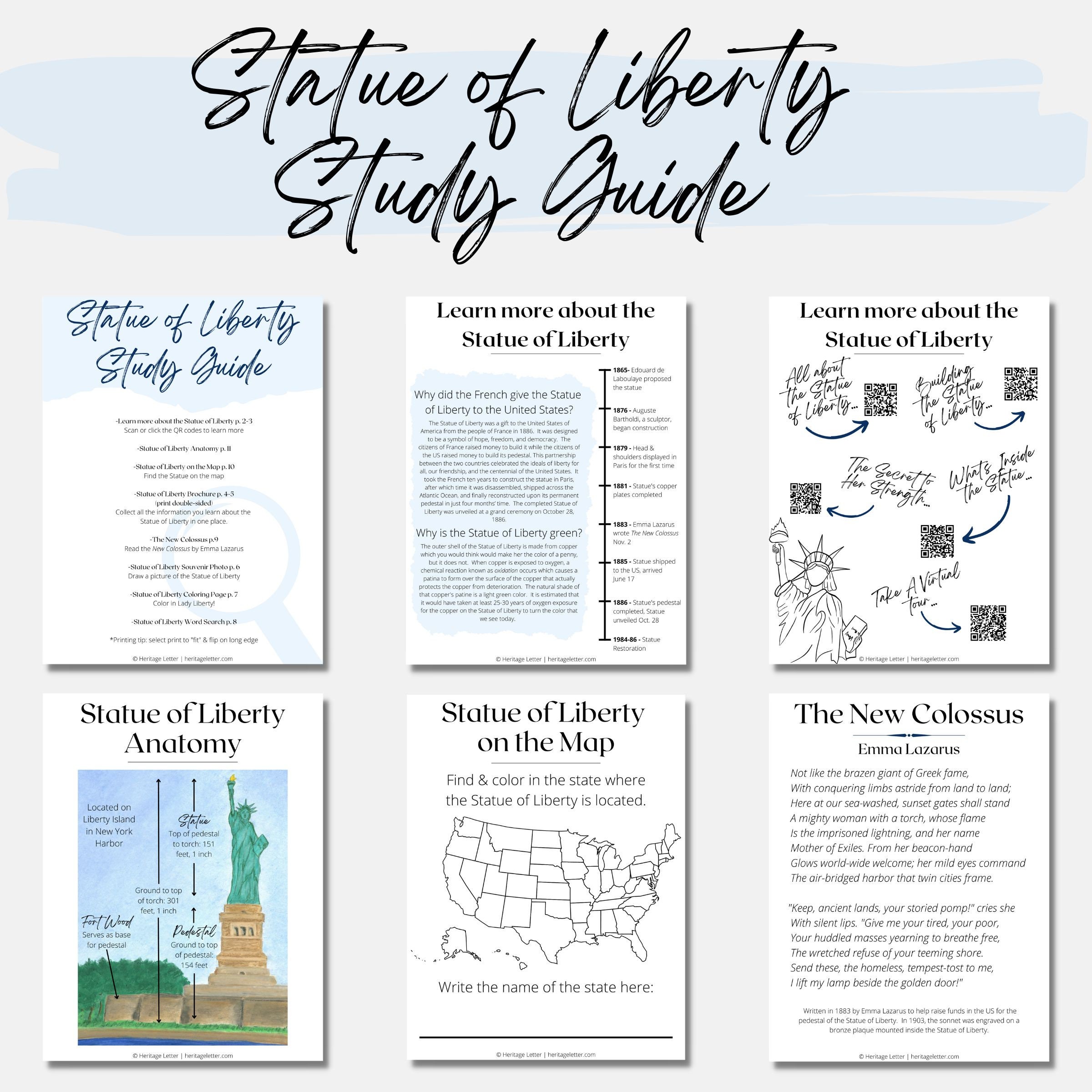 Statue of Liberty Unit Study, Statue of Liberty, Learning Activity ...