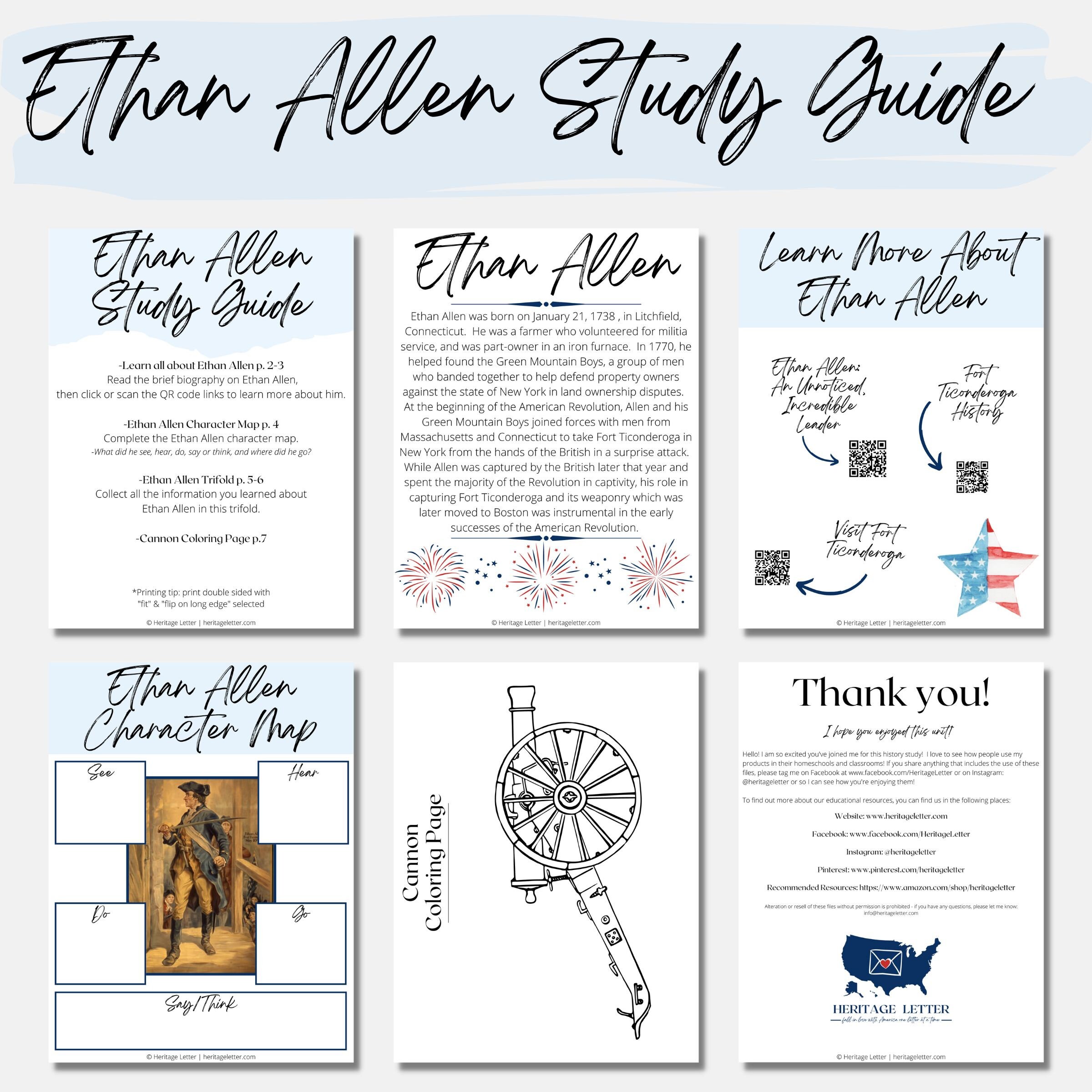 Ethan Allen Unit Study, American History, US History, Educational ...