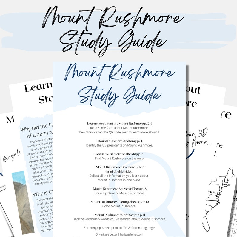 Mount Rushmore Unit Study, Learning Activity, Printable (digital ...