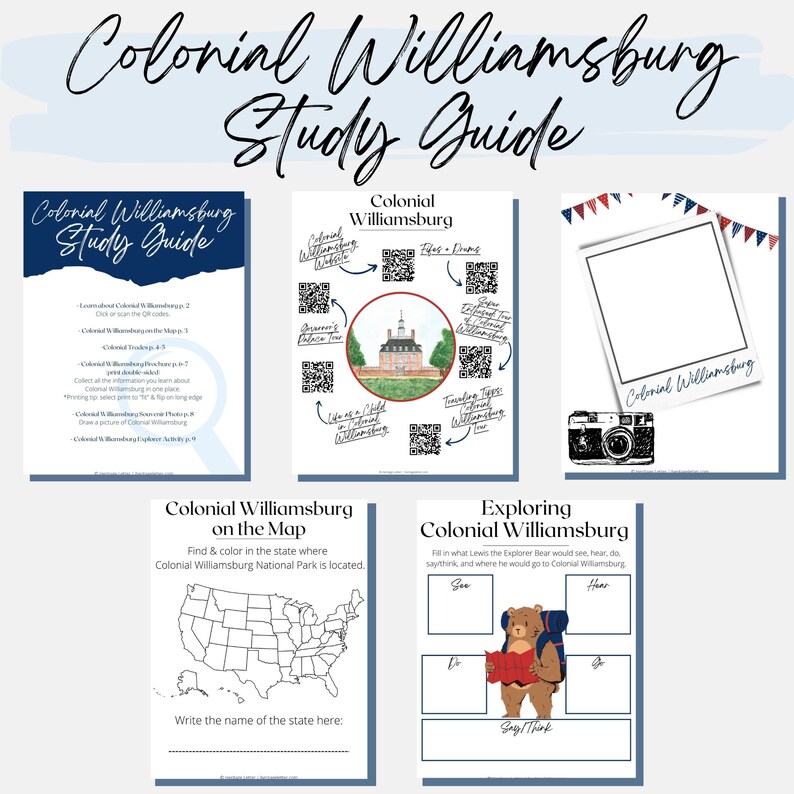 Colonial Williamsburg Kids Activity: Printable Unit Study (digital ...