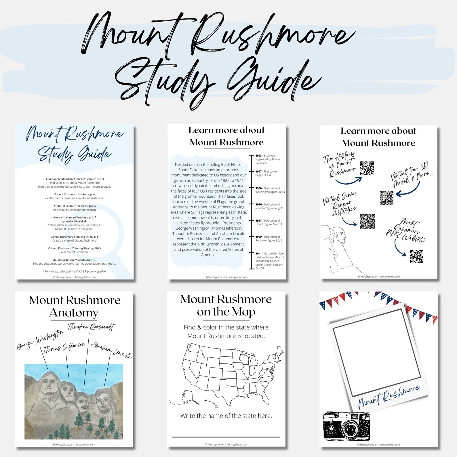 Mount Rushmore Unit Study, Mount Rushmore, Learning Activity ...
