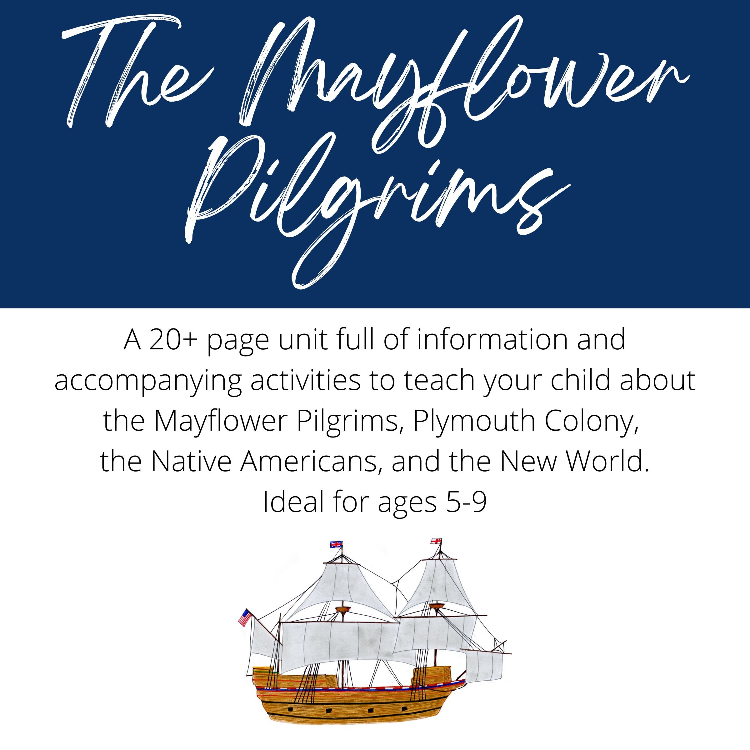 Thanksgiving Activity for Kids, Mayflower Pilgrims Unit Study, Native ...